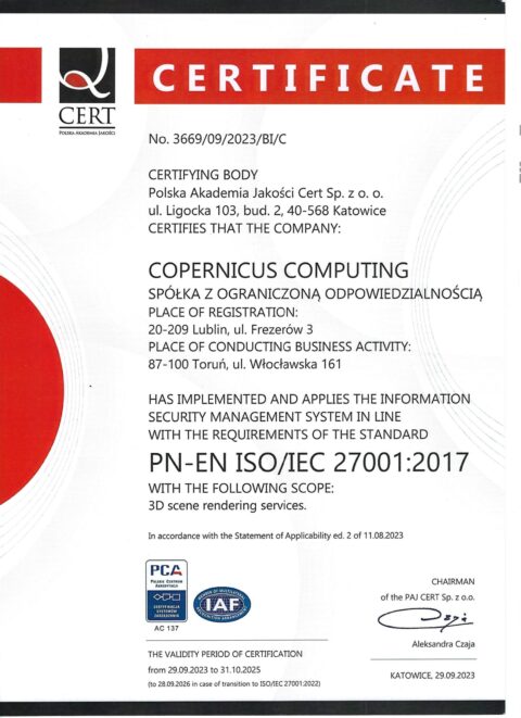 ISO certificate - Copernicus Computing